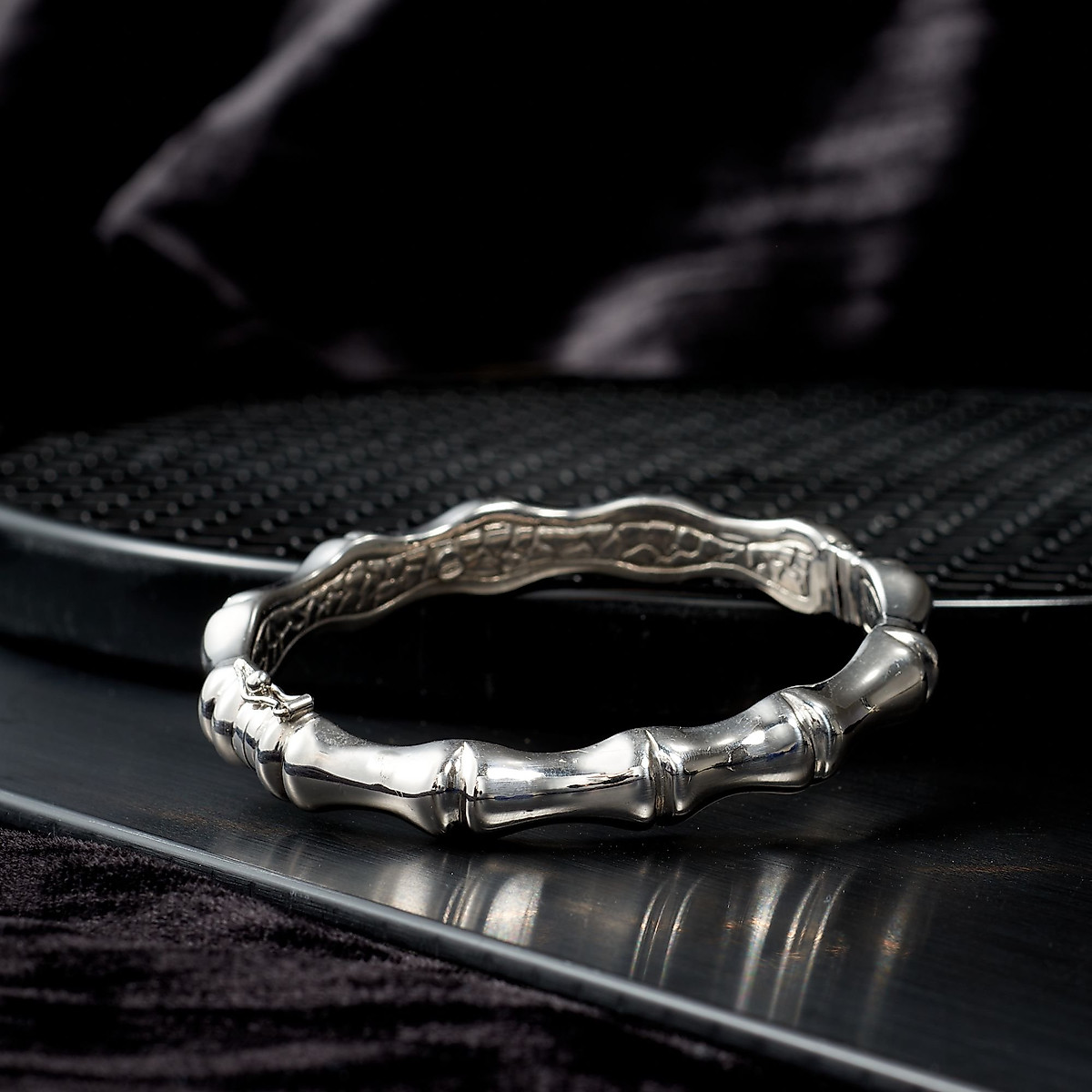 Ross-Simons Italian Sterling Silver Bamboo-Style Bangle Bracelet. 8 inches