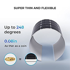 Renogy Flexible Solar Panel 100 Watt 12 Volt Monocrystalline Semi-Flexible Bendable Mono Off-Grid Charger for Marine RV Cabin Van Car Uneven Surfaces
