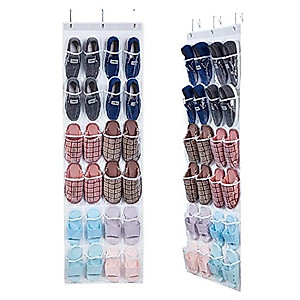 Progo 24 Pockets Clear Pockets Over The Door White Hanging Organizer, For Shoe, Pantry Organize and Kitchen, Bathroom Storage, 63" x 19.5"