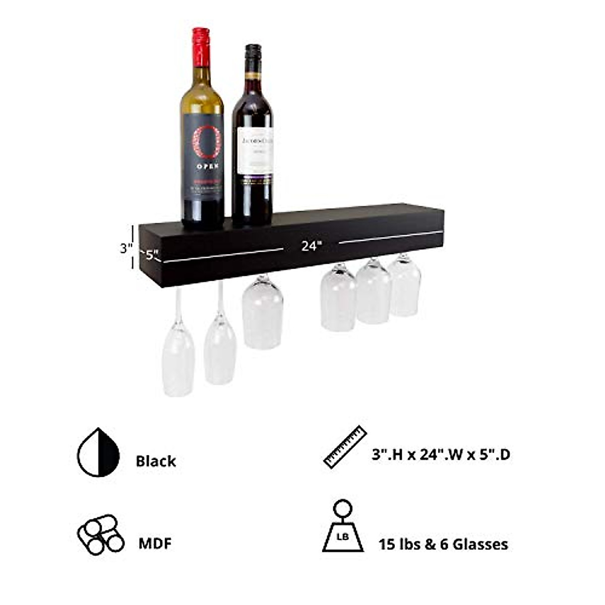 Kiera Grace Retro Wine-Racks, 15 lbs, Black
