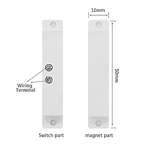 10 Sets Pack of Wired Surface Mounted Alarm Magnetic Contacts Door Window Reed Switch Sensor with Double Side Tape
