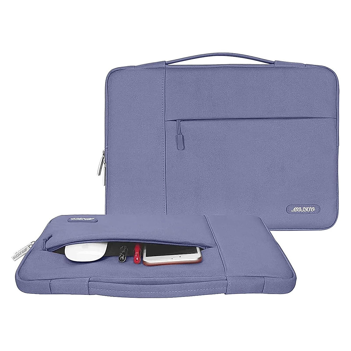 MOSISO Laptop Sleeve Compatible with MacBook Air/Pro, 13-13.3 inch Notebook, Compatible with MacBook Pro 14 inch M3 M2 M1 Chip Pro Max 2024-2021, Polyester Multifunctional Briefcase Bag, Lavender Gray