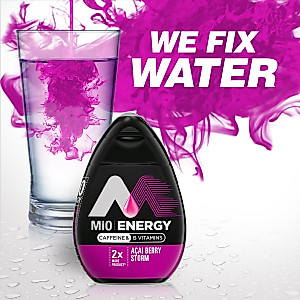 MiO Energy Acai Berry Storm Naturally Flavored with other natural flavors Liquid Water Enhancer Drink Mix with Caffeine & B Vitamins with 2X More (3.24 fl. oz. Bottle)