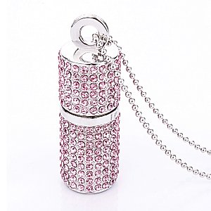 64GB Thumb Drive Jewelry USB 2.0 Cute Flash Drive Crystal Jump Drive Bling Pink Rhinestone 64GB Memory Stick Lipstick Case Zip Drive Metal(64GB,Pink)