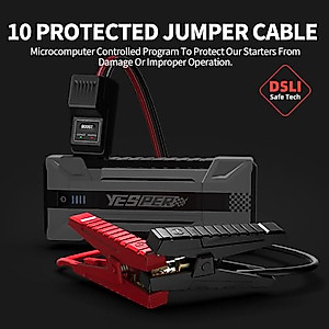 YESPER Battery Jump Starter - 4120A Peak Portable Car Starter (All Gas, up to 10.0L Diesel Engine), Auto Battery Booster Pack,Jump Box, DSLI Safe Tech Safely Start All 12V Vehicle& DC 15V Ports
