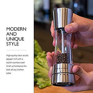 COLE & MASON Derwent Pepper Grinder - Stainless Steel Mill Includes Gourmet Precision Mechanism and Premium Peppercorns
