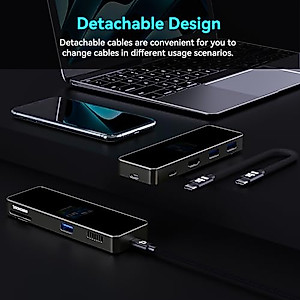 DockCase Visual Smart USB C Hub (7-in-1) with HDMI Port 4K@60Hz, 100w PD Power Delivery, 3 USB-A 5Gbps Data Ports, SD/TF Card Reader, for MacBook Air/Pro, Ipad Pro, Dell XPS, and More