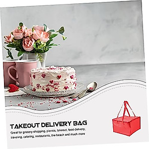 HEASOME Zip Ties Outdoor Insulation Bags Non-woven Fabric Takeout Food Bag with Zipper Insulated s Pizza Bags for Carry Portable Decorate Hot Bag for Food Delivery