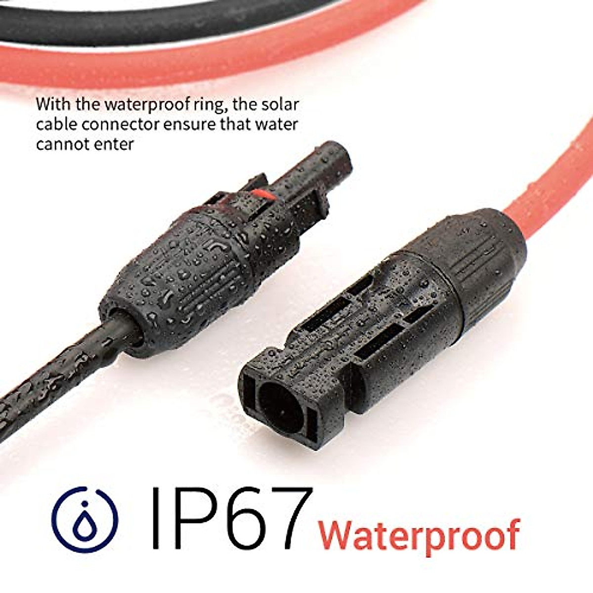 JYFT 10AWG(6mm²) Solar Extension Cable with One-Free PV Compatible Female and Male Connector (20FT Red + 20FT Black)