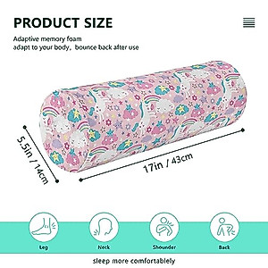 Unicorn Cloud Neck Support Pillow Round Neck Roll Bolster Cylinder Pillow Cervical Pillows Leg Pillow for Leg Knee Back Head Support for Camp Work Women Men Traveling