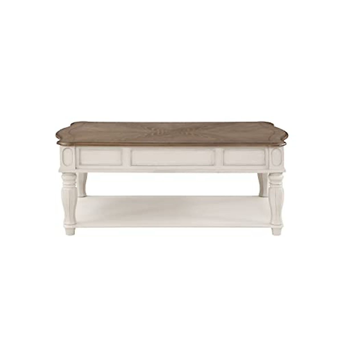 Acme Florian Wooden Coffee Table with Lift Top in Oak and Antique White