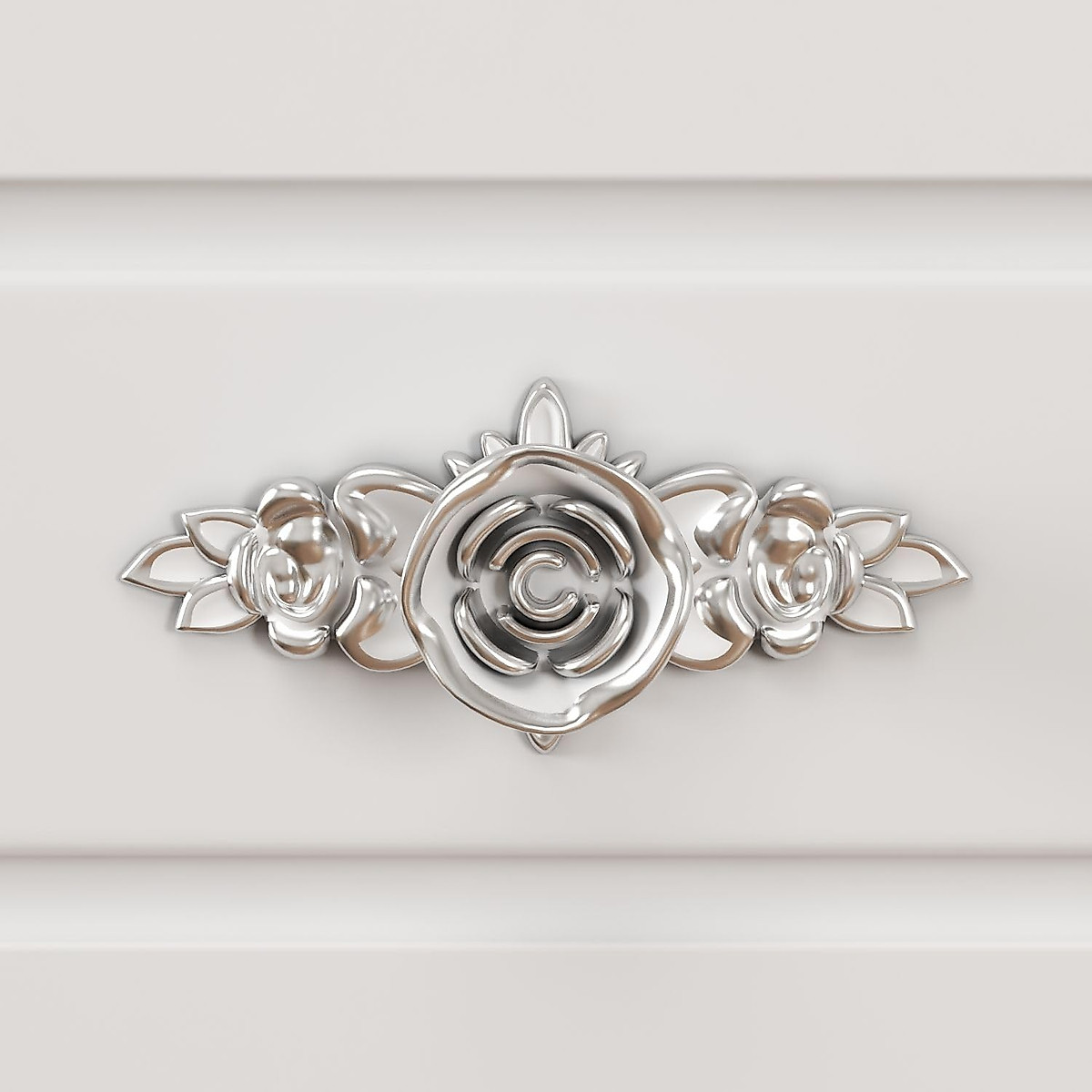 MOUMON Large Vanity Desk with Open Mirror and Lights, Makeup Desk with Drawers and Shelves, Rose-Shaped Crystal Handles, Cushion Stool not Included, White (43.3”W x 18.1”D x 54.1”H)