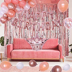 21st Birthday Decorations for Her, 94pcs Rose Gold Party Decorations for Girls, 40in 21st Birthday Balloons, 21st Happy Birthday Banner, Pink White Rose Gold Balloon Arch Kit Crown Champagne Balloon