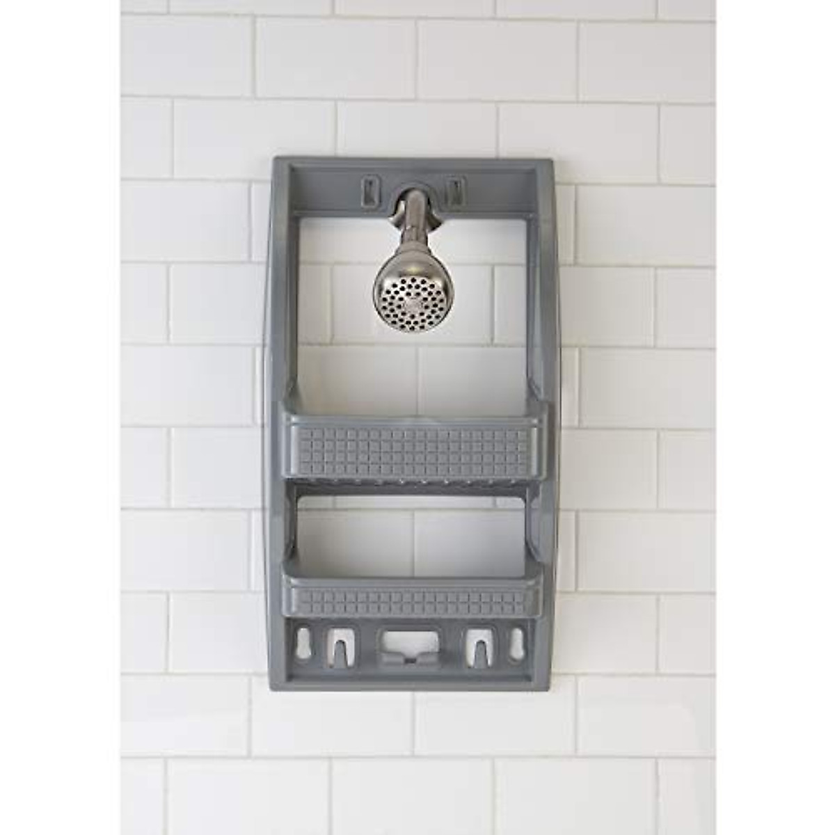 Bath Bliss Multi Hanging Option Shower Caddy | Over the Showerhead | Adhesive Backing | Screw Mount | Organizer | Large Shampoo & Conditioner Bottle Holders | Razor & Loofah Hooks | Grey