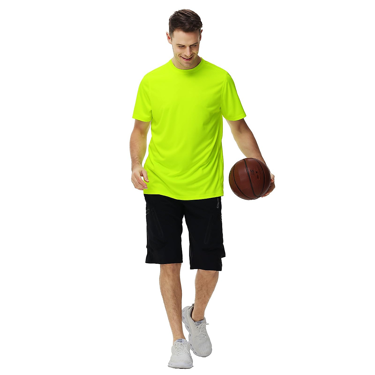 Mens Soft Classic Performance T Shirts for for Running, Fishing, Hiking,Causal Short Sleeve HI VIZ Yellow-XL