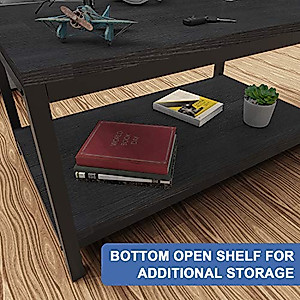 YSSOA Storage Shelf for Living Room and Office, Easy Assembly, Black (Home Coffee Table), 31x20x16 inch