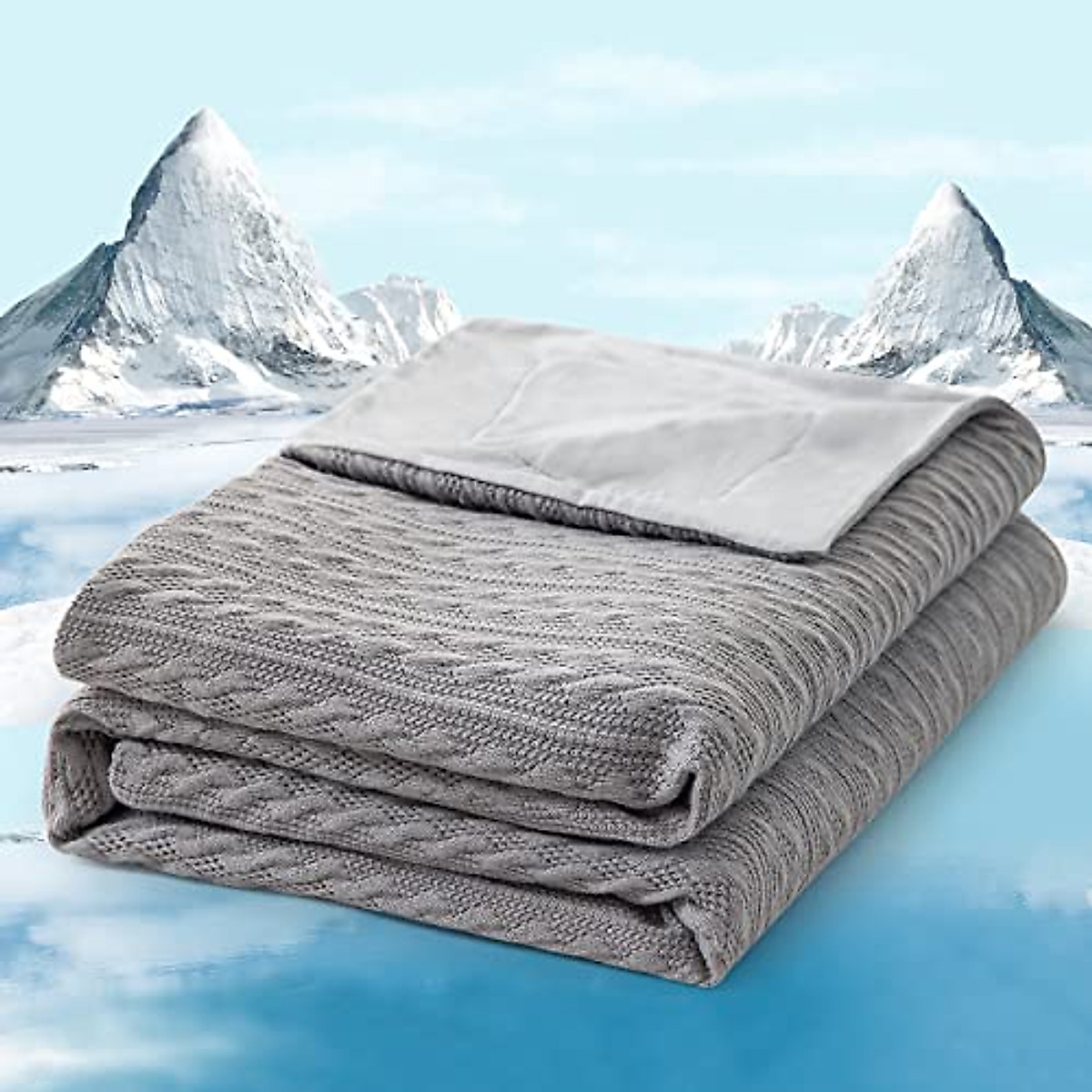 Wemore Cooling Blanket for Hot Sleepers, Summer Cool Blankets That Absorb Body Heat to Keep Cool on Hot Night, Ultra-Cool Lightweight Jacquard Blanket for Bed Sofa, Grey, Twin Size 60 X 80 Inches