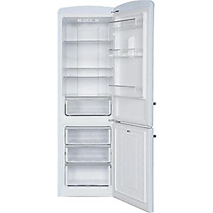 FORTÉ F12BFRES450RBL Retro Refrigerator with Freezer 24 inch 450 Series, 11.65 cu. ft. Capacity, Adjustable Glass Shelves, Crisper Drawer, LED Lighting, Egg Tray, Energy Star, Open Door Alarm, Blue