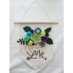 BAZIMA ALICE Felt Flowers and Succulents,Letter Board Accessories, DIY Wreaths, Garland,Baby Shower, Vertical Garden, Create Headbands,40 Felt Flowers and 10 Felt Leaves