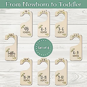 Zamwix 8PCS Baby Closet Dividers - Beautiful Wooden Double-Sided Closet Dividers for Baby from Newborn to Toddler Boho Nursery Decor Baby Clothes Size Hanger Organizer with Gift Bag