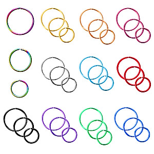Yolev 36Pcs 20G Nose Ring Hoop for Women Men Stainless Steel Nose Ring Hoop Nose Piercing Jewelry Stainless Steel Helix Tragus Lip Septum Ring Cartilage Earring