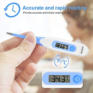 Digital Thermometer, Accurate Fast Reading Temperature Measuring Tool LCD Fever Checker Waterproof 1 Pack Random Color