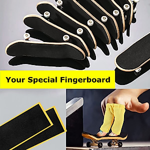 WINDIR 24Pcs Foam Grip Tape +1 Finger Pant for Fingerboards, 38 * 110mm Professional Black Wooden Mini Skateboards (24+1)