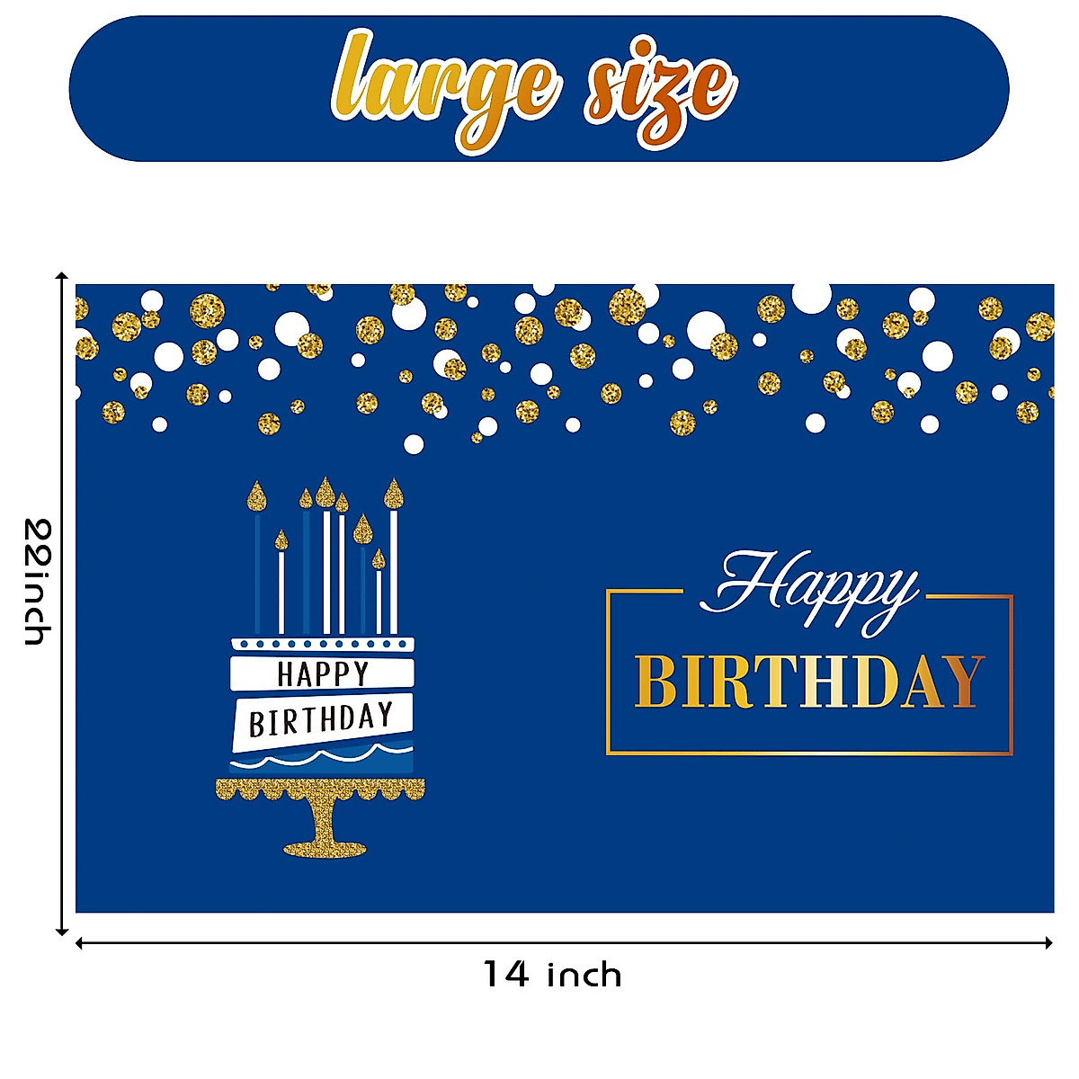 Jumbo Birthday Card with Envelope,14×22 inches Extra Large Navy Blue Birthday Party Greeting Card,Giant Guest Book Message Greeting Cards,Big Birthday Gifts Card for Men,Happy Birthday Party Decorations Supplies