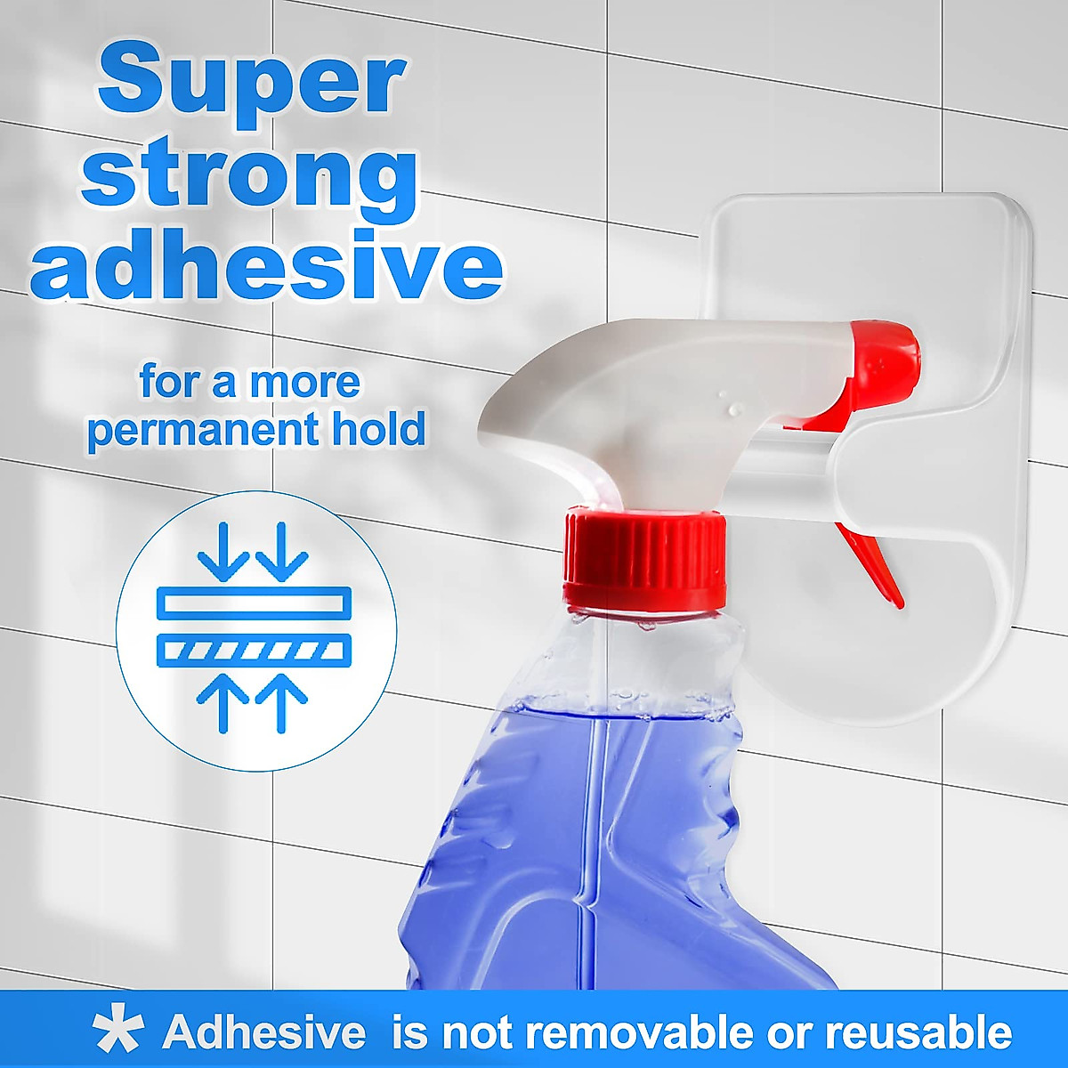 CBYJK Spray Bottle Holder Wall Mount, 8 Pack Adhesive Bottle Holder, Strongly Spray Bottle Organizer, Spray Bottle Hanger for Cabinet, Kitchen, Bathroom