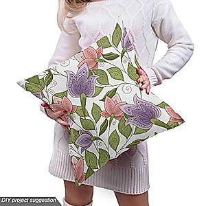 Ambesonne Floral Fabric by The Yard, Pastel Tone Tulip Flower Aged Ottoman National Petals Image, Decorative Fabric for Upholstery and Home Accents, 2 Yards, Olive Green Coral