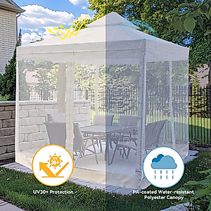 Yescom 10x10Ft Gazebo Top Replacement with Mesh Net for 2 Tier Fit for Y00610T07NET Outdoor Canopy Cover Patio Garden Party Backyard White