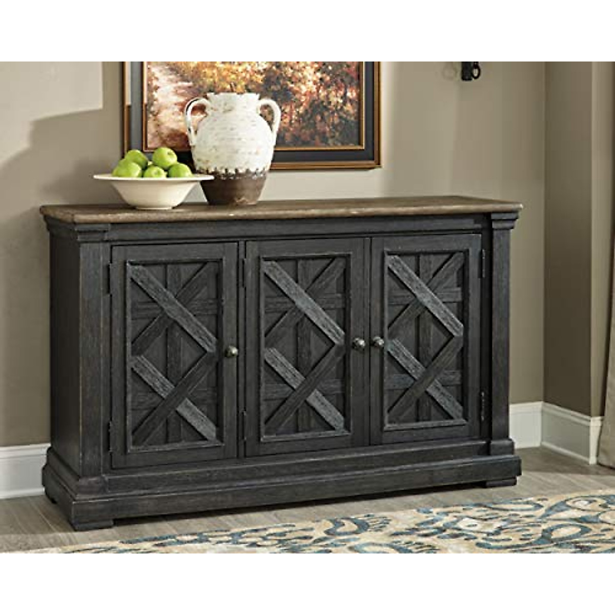 Signature Design by Ashley Tyler Creek Urban Farmhouse Dining-Room Buffet or Server, Almost Black
