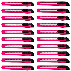 20x Bulk Small Neon Pink Utility Knife Box Cutters Snap Off Blade 9MM Blade
