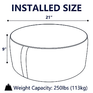 TWLEAR Indoor/Outdoor Inflatable Ottoman D21 x H9 inch, Round Footstool Inflatable Foot Rest Ottoman with Handle, Portable Ottoman Pouf for Patio, Garden, Camping, Home, Herringbone Black White