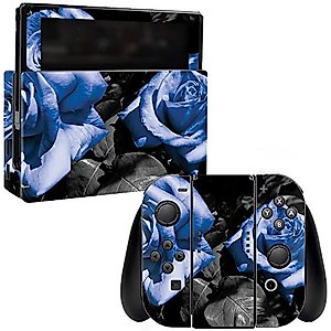 MightySkins Skin Compatible with Nintendo Switch - Blue Roses | Protective, Durable, and Unique Vinyl Decal wrap Cover | Easy to Apply, Remove, and Change Styles | Made in The USA