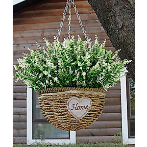 20 Bundles Artificial Lavender Flowers Outdoor Fake Flowers Faux Plants Plastic Bouquet Fake Greenery UV Resistant No Fade Faux Shrubs Home Garden Porch Patio Office Yard Indoor Decoration (White)