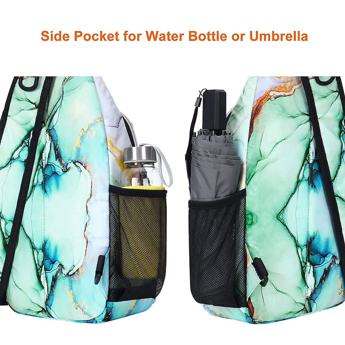 MOSISO Sling Backpack, Multipurpose Travel Hiking Daypack Rope Crossbody Shoulder Bag Marble MO-MBH189