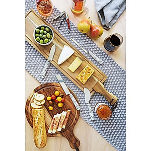 Twine Rustic Farmhouse Tapas Board Serveware, Acacia Wood Plank, Cheese Tray with Handle Brown