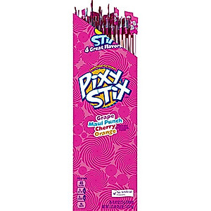Pixy Stix Candy Filled Fun Straws, Grape, Maui Punch, Cherry & Orange Flavors, 0.42 oz (Pack of 85)