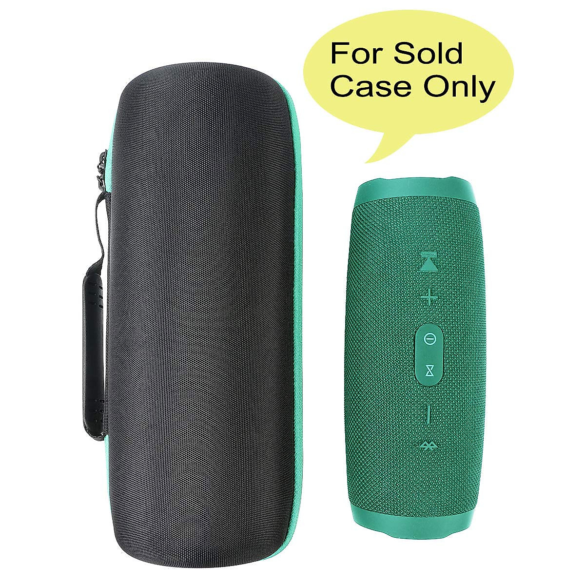 co2CREA Hard Travel Case Replacement for Replacement for JBL Charge 4 /Replacement for JBL Charge 5 Waterproof Bluetooth Speaker (Black Case + Teal Zipper)