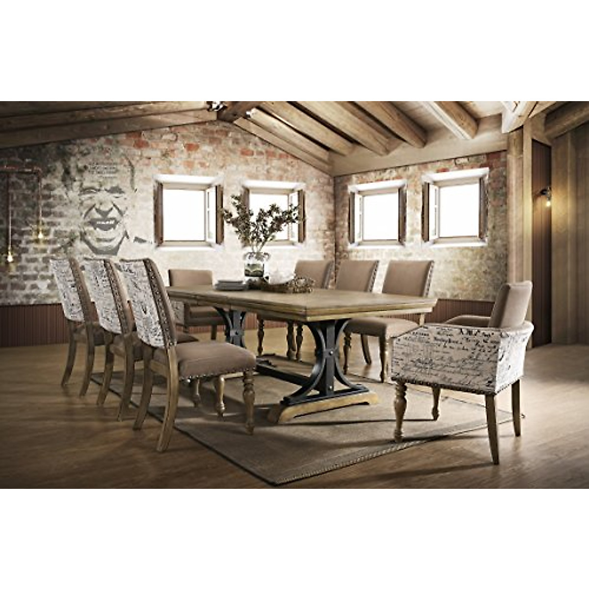 Roundhill Furniture Birmingham Dining Set, One Size, Driftwood Finish