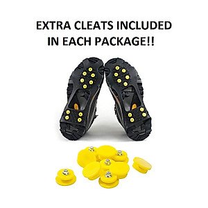 WAYPOR™ Ice Grips, Traction Cleats, Ice Cleat, Easy Slip On, Outdoor Durable, 10 Steel Studs, Stretchable, Prevent Slipping from Ice/Snow (Medium)