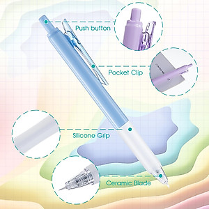 12 Pcs Craft Cutting Tools Paper Pen Cutter Knife Retractable Carving Craft Knife Precision Hobby Knife Blades with Pocket Clip for DIY Art Ceramic Vinyl Drawing Scrapbooking, 6 Colors