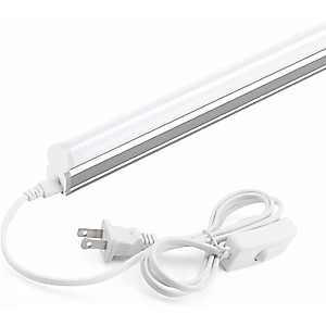 Barrina LED T5 Integrated Single Fixture, 4FT, 2200lm, 6500K (Super Bright White), 20W, Utility Shop Light, Ceiling and Under Cabinet Light, garage Light with Built-in ON/Off Switch