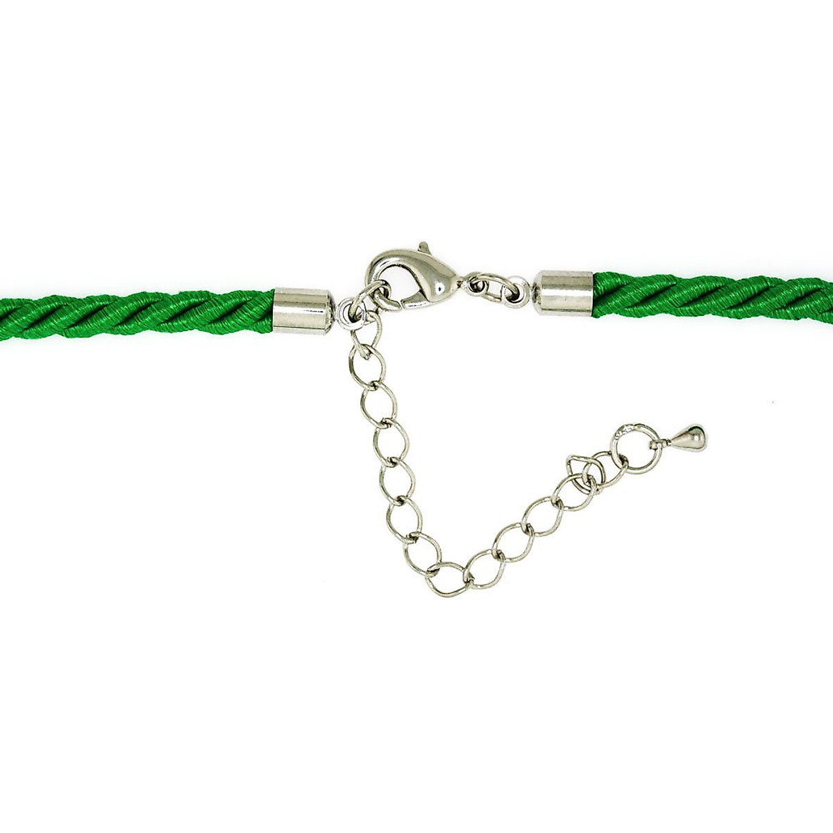 Three Ply Twisted Faux Silk Cord Necklace (16 inch)-Green