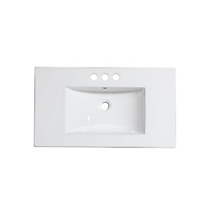 Saint Birch 24" Modern White Ceramic Bathroom Vanity Top Sink, with Three Faucet Holes