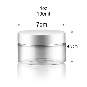 WYKOO 12 Pack 4 OZ Plastic Jars Round Clear Cosmetic Container Jars with Lids, Wide Mouth Empty Slime Jars, Refillable Clear Travel Storage Jars for Kitchen Use Beauty Products Sample