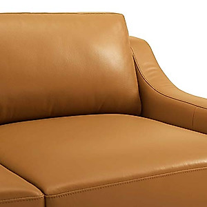Modway Harness 83.5" Leather Sofa in Tan with Stainless Steel Base