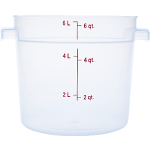 Carlisle FoodService Products Storplus Round Food Storage Container with Stackable Design for Catering, Buffets, Restaurants, Polypropylene (Pp), 6 Quart, Clear