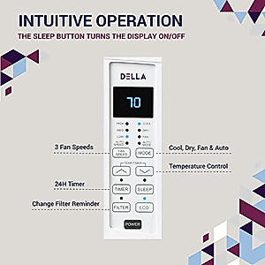 DELLA 6000 BTU Smart Window Air Conditioner with WiFi, GEO Auto Temp On/Off For Where You Are, Energy Star Certified, Remote/App Control, Quiet Operation, With Easy Install Kit, Cools 151-250 Sq.ft